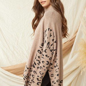 Entrousa | Sweaters | Entro Leopard Print Asymmetrical Turtleneck ...